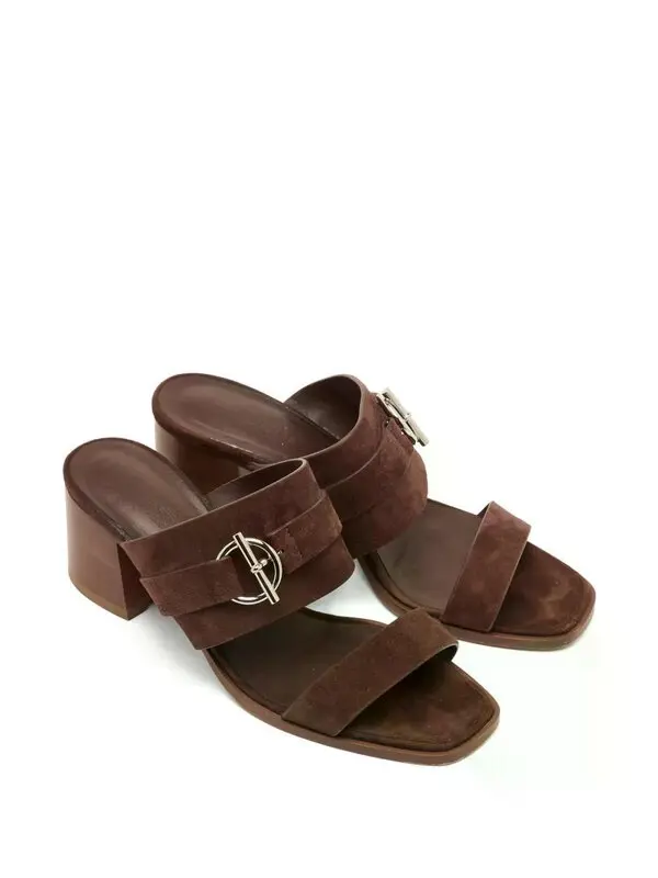 Hermès Suede Block Heel Sandals - Brown