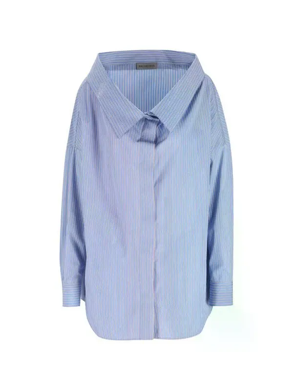 Balenciaga Swing Vertical-stripe Shirt - Blue