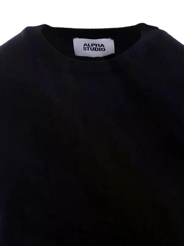 Alpha Studio Crew-neck Ribbed-trim Sweater