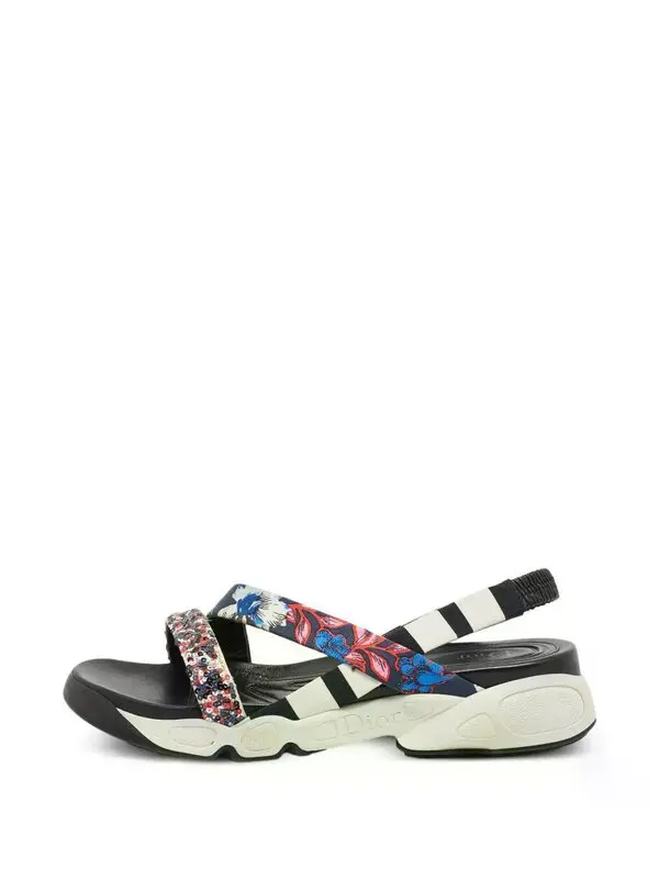 Dior Sequin-embellished Floral Print Slingback Sandals - Black
