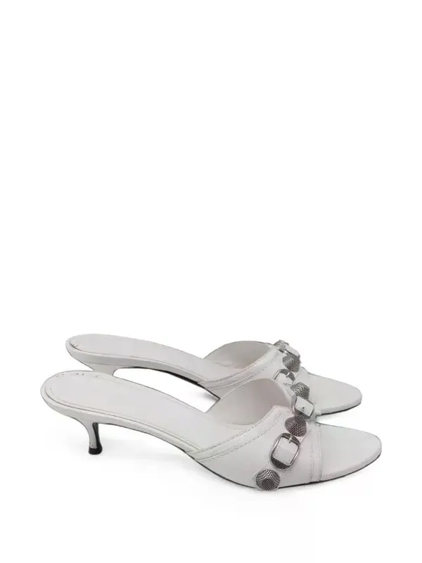 Balenciaga Cagole Leather Mules - White