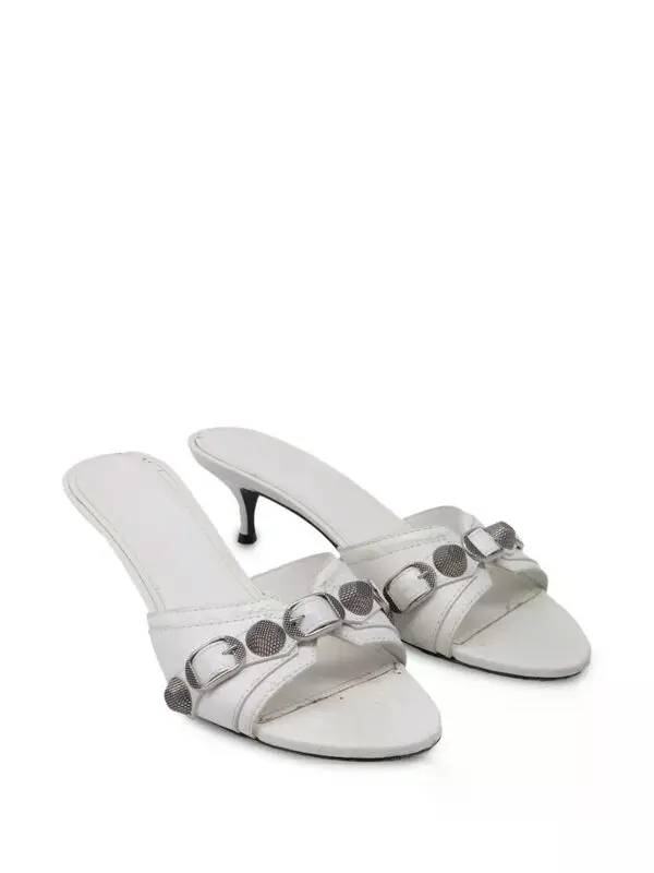Balenciaga Lambskin Studded Kitten Heel Mules