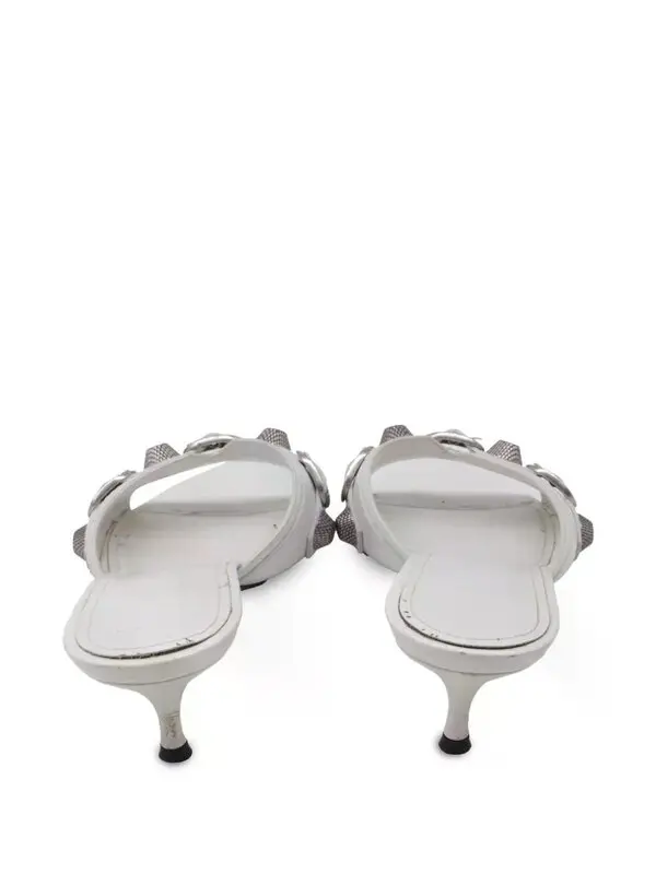 Balenciaga Lambskin Studded Kitten Heel Mules