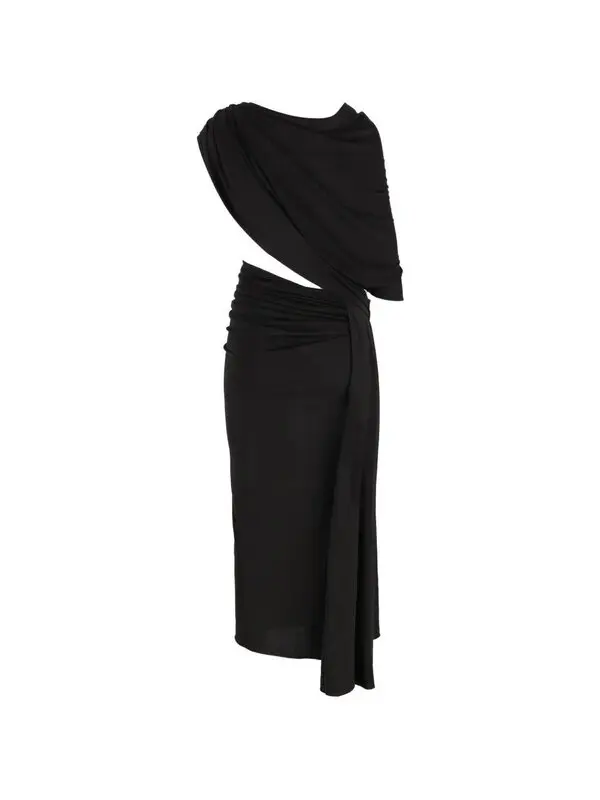 Balenciaga Draped Cut-out Midi Dress - Black