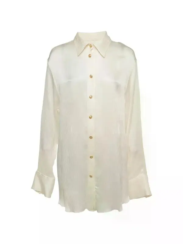 Balmain Plissé Shirt Dress - Neutrals