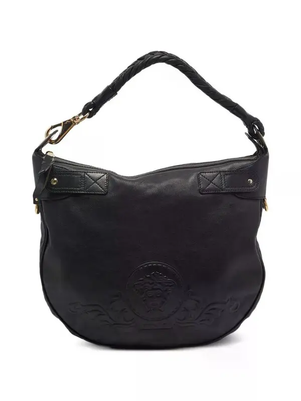 Versace Medusa Embossed-logo Shoulder Bag - Black