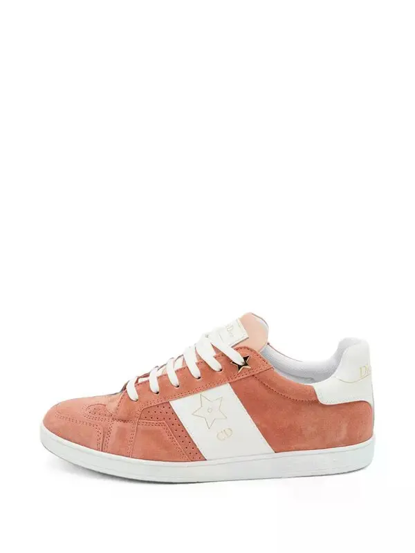 Dior Leather Panel Star Motif Perforated Lace-up Low-top Sneakers - Pink