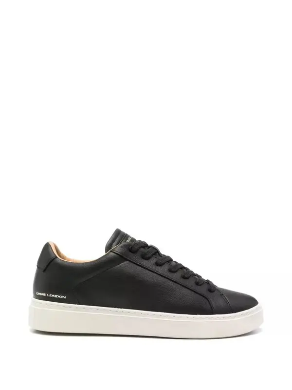 CRIME LONDON Logo Print Leather Sneakers - Black