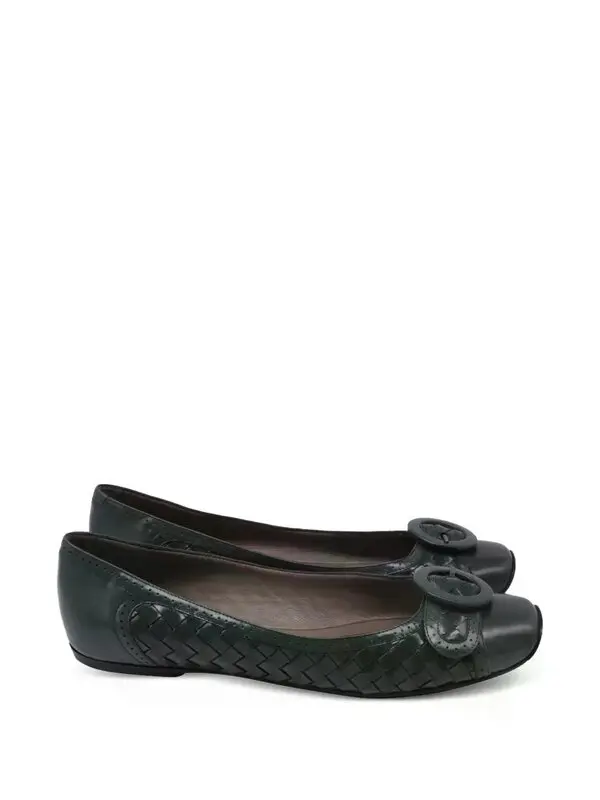 Bottega Veneta Intrecciato Buckled Ballet Flats - Green