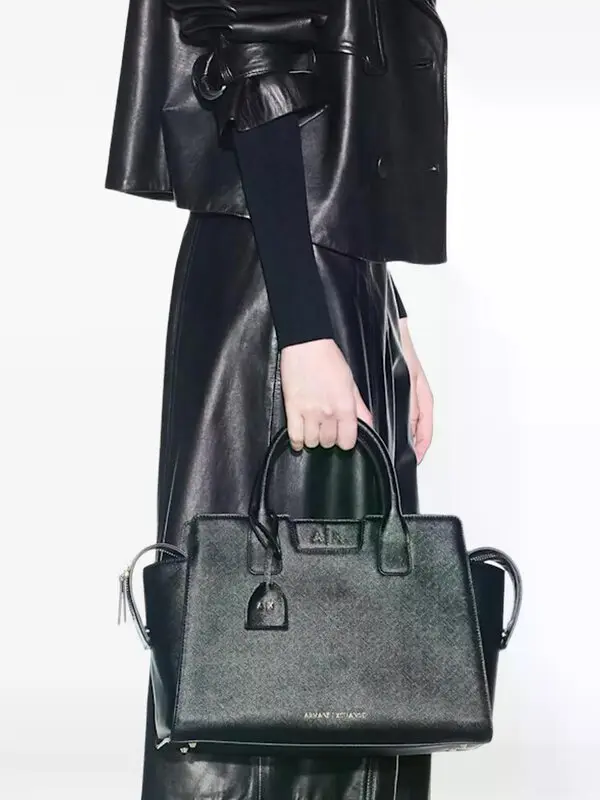 Armani Exchange Saffiano Effect Logo Plaque Tote Bag
