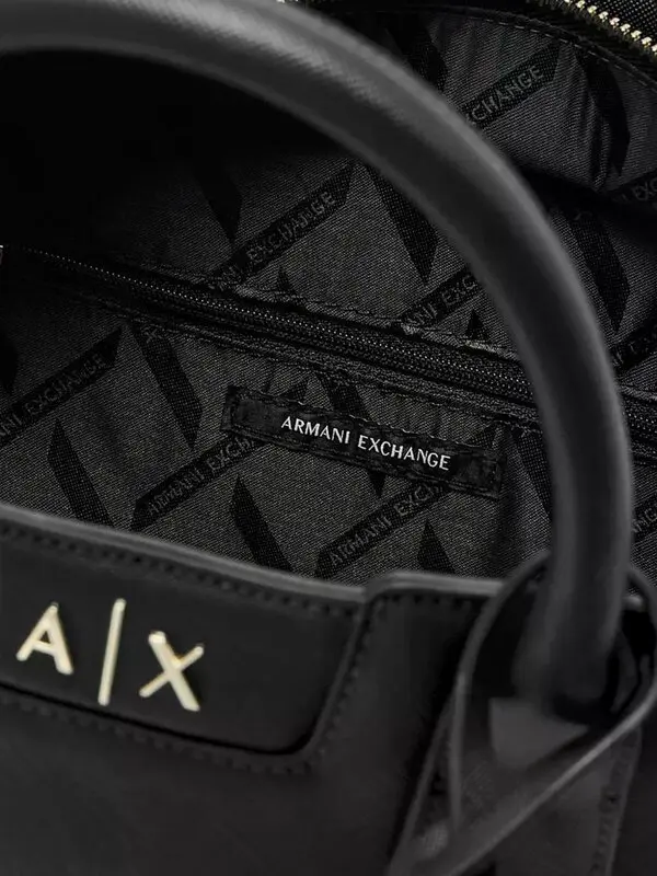 Armani Exchange Saffiano Effect Logo Plaque Tote Bag