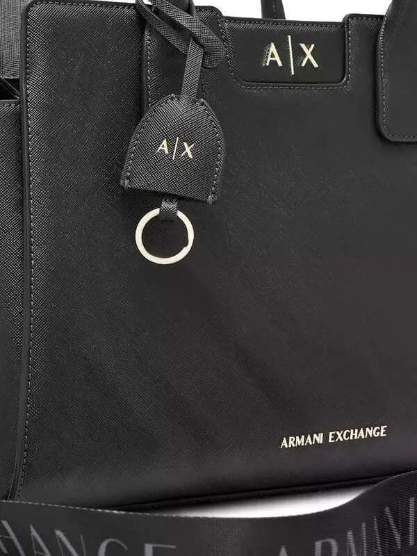 Armani Exchange Saffiano Effect Logo Plaque Tote Bag