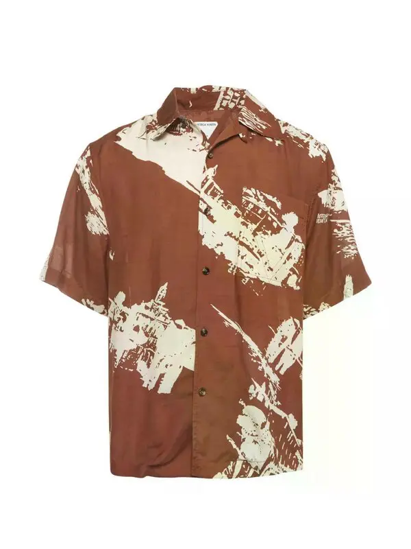 Bottega Veneta Postcard-print Bowling Shirt - Brown