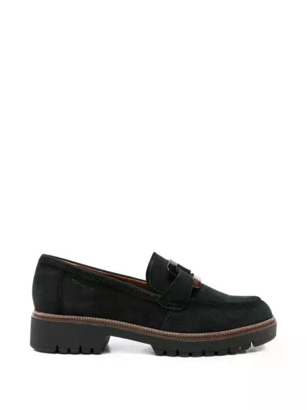 TAMARIS Suede Chunky-sole Loafers With Buckle Detail - Black