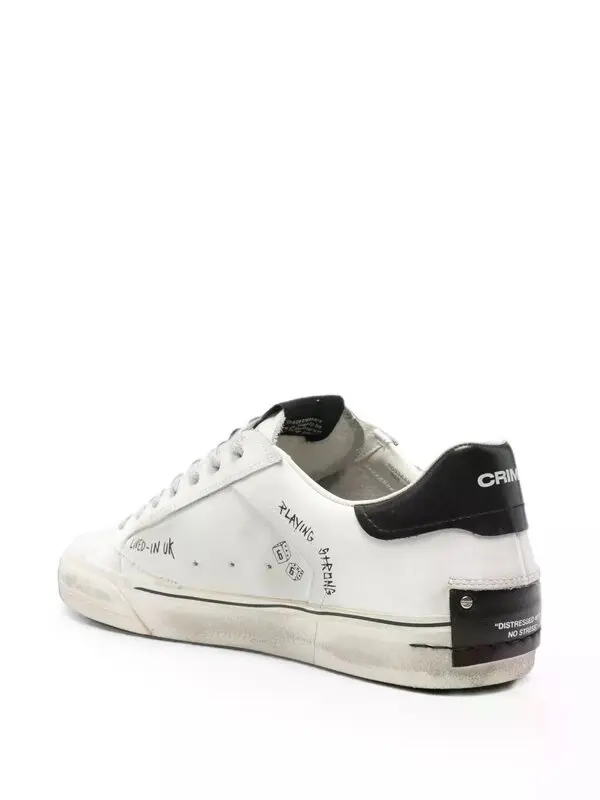CRIME LONDON Distressed Graffiti Print Leather Sneakers