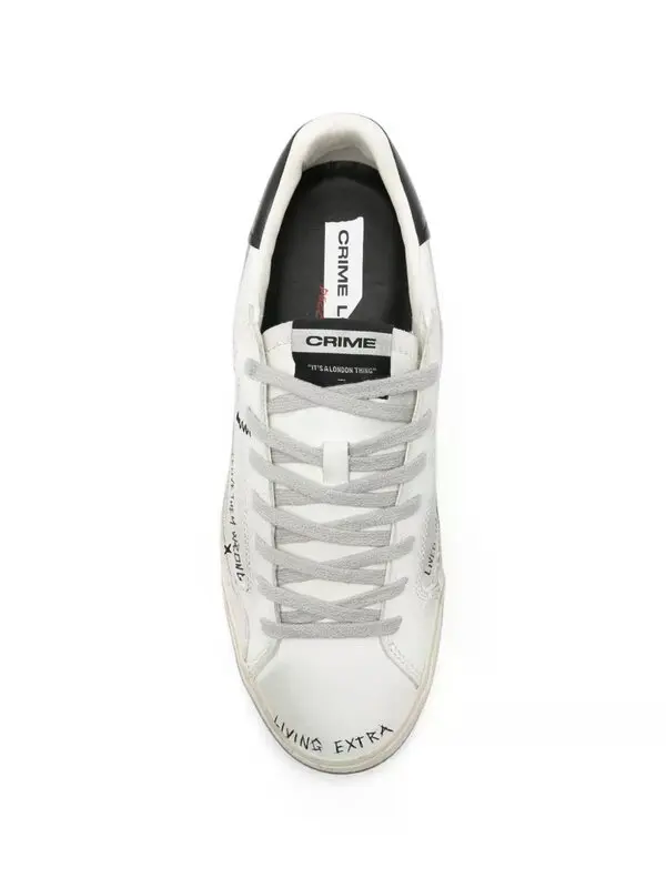 CRIME LONDON Distressed Graffiti Print Leather Sneakers
