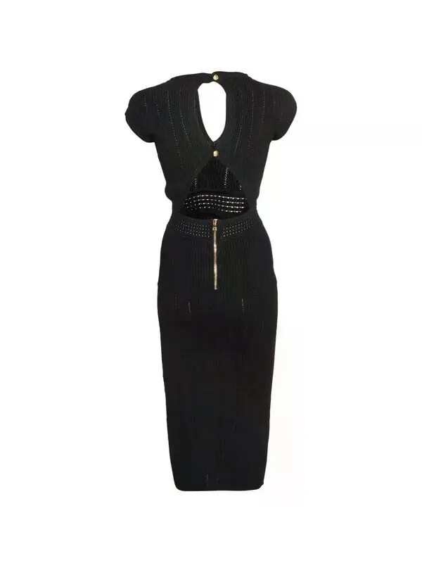 Balmain Openwork Rib-knit Midi Dress