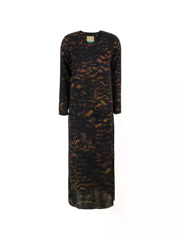 Momoni Abstract-print V-neck Dress - Black