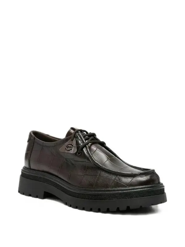 TAMARIS Croc-effect Lace-up Derby Shoes - Brown