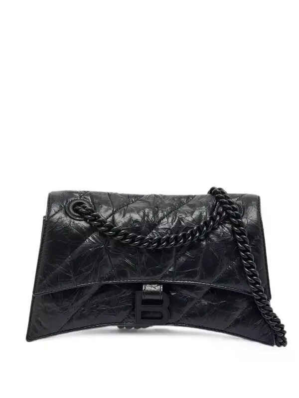 Balenciaga Crush Quilted Shoulder Bag - Black