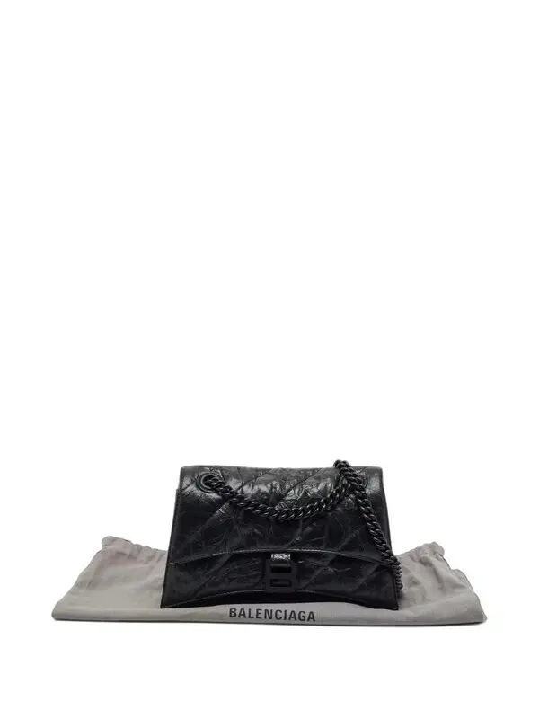 Balenciaga Crush Quilted Shoulder Bag - Black