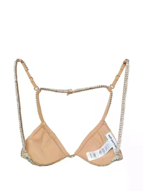 SELF-PORTRAIT Embellished Chainmail Bralette - Neutrals