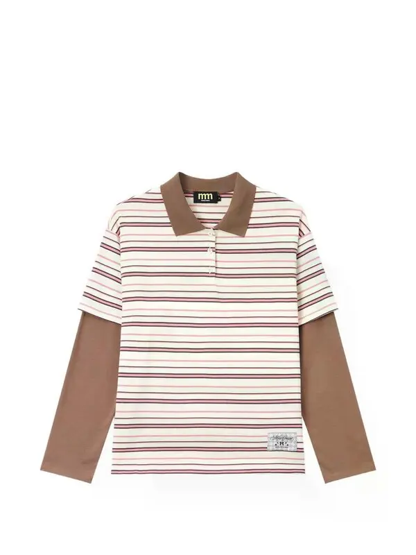 MINI CREAM Striped Layered-effect Polo Shirt - Neutrals