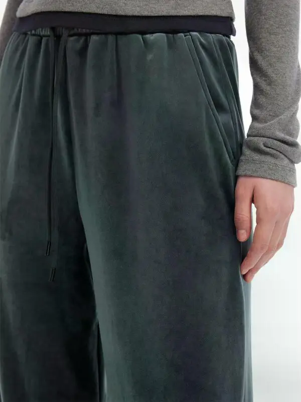 TOUT A COUP Velvet Drawstring Wide Leg Trousers