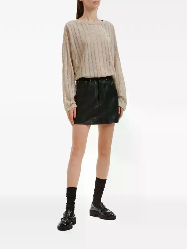B+AB Distressed-knit Sweater - Neutrals