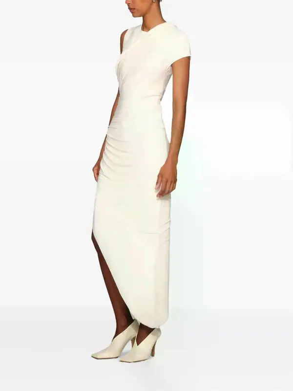 ET OCHS Georgia Ruched Asymmetric Hem Midi Dress