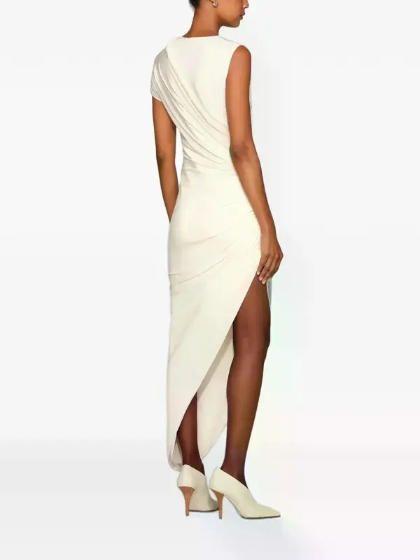 ET OCHS Georgia Ruched Asymmetric Hem Midi Dress