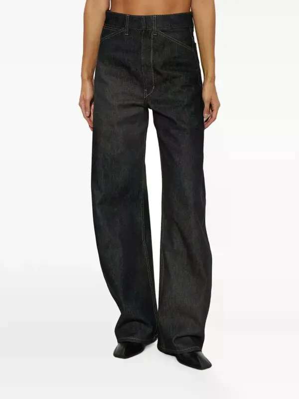 LEMAIRE High-waisted Contrast-stitch Jeans - Blue