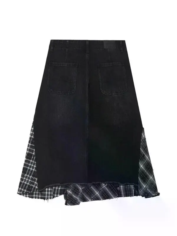 MUSIUM DIV. Distressed Patchwork Midi Skirt