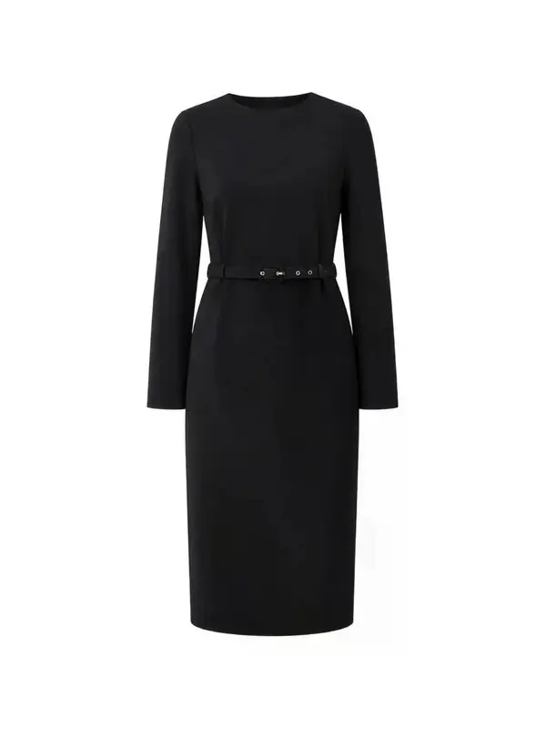 Liviana Conti Belted Long Sleeve Midi Dress - Black