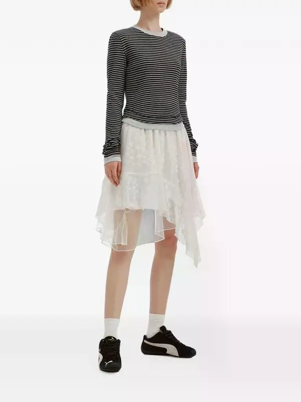 MINI CREAM Striped Layered-effect T-shirt