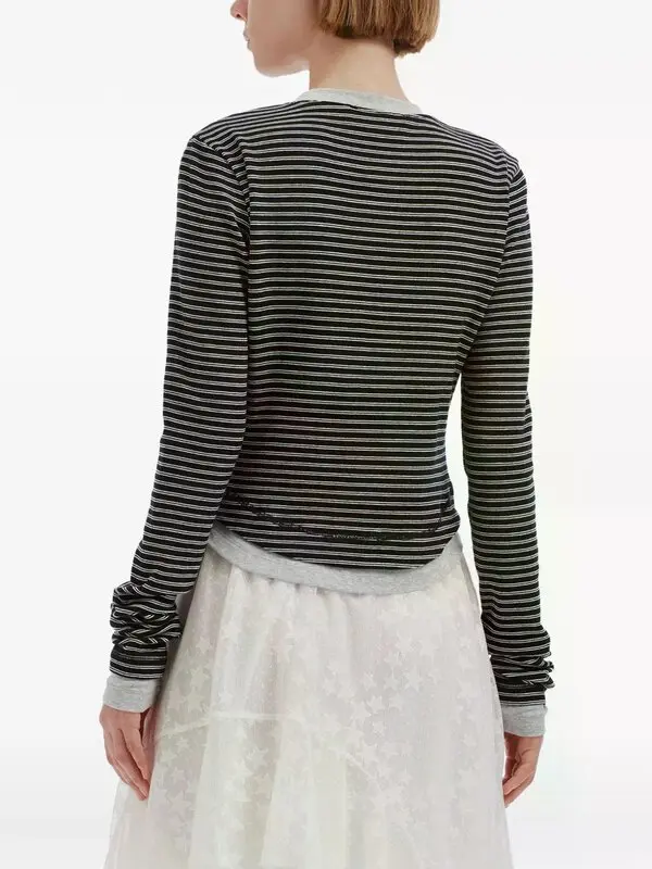 MINI CREAM Striped Layered-effect T-shirt