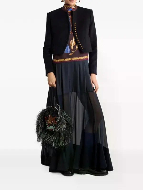 Etro Long Silk Dress With See-through Skirt And Placed Print