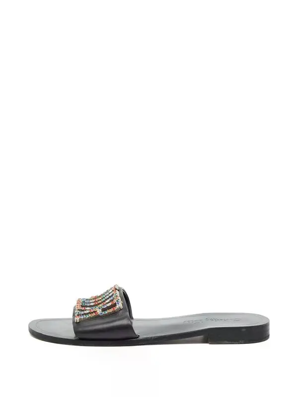 Dior Diorevolution Crystal Embellished Logo Slides - Black