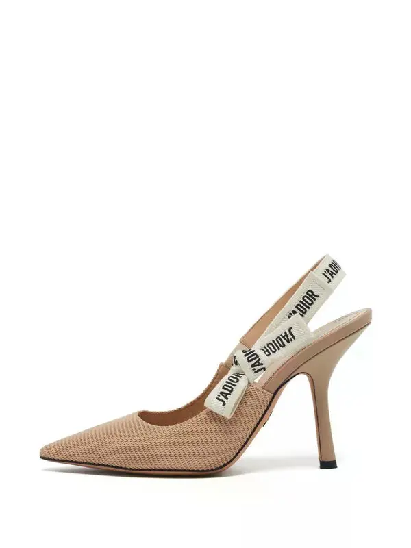 Dior J'adior Slingback Pumps With Embroidered Strap And Stiletto Heel - Neutrals