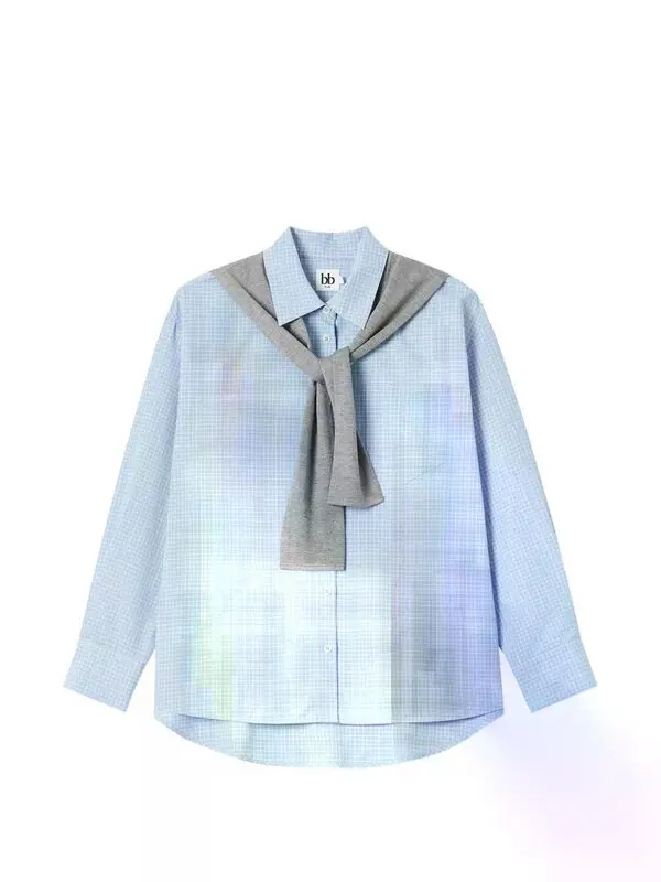B+AB Check Pattern Button-up Shirt With Layered Sweater Detail