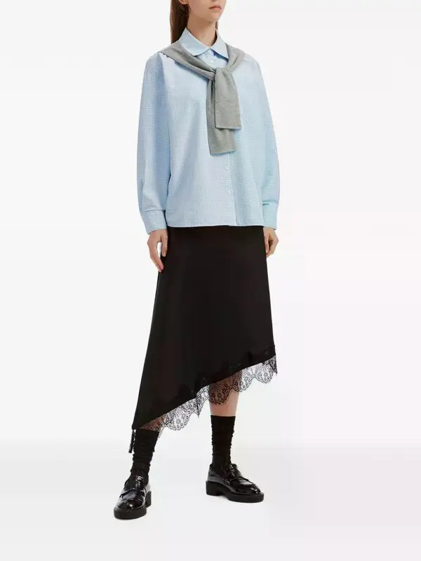 B+AB Check Pattern Button-up Shirt With Layered Sweater Detail