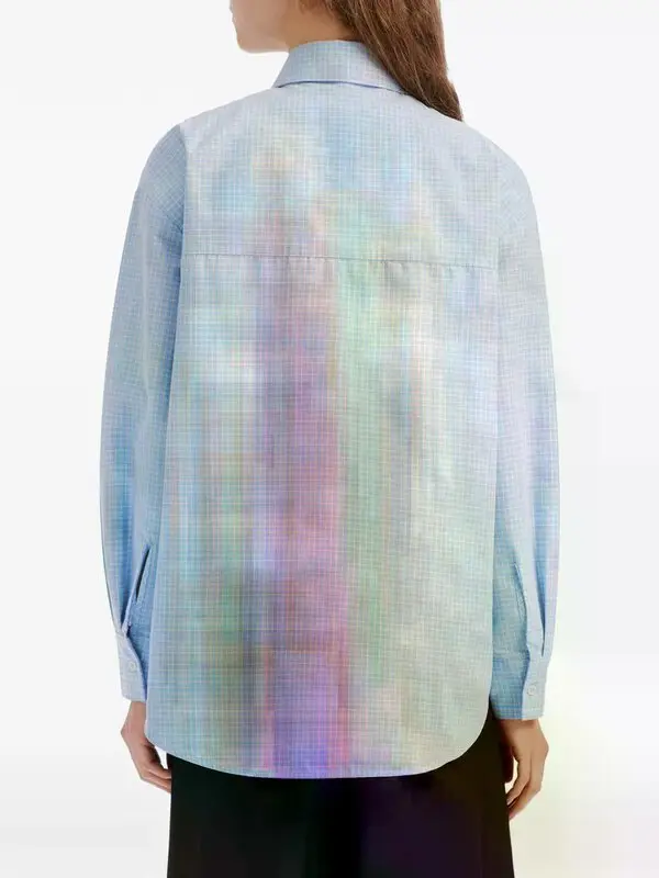 B+AB Check Pattern Button-up Shirt With Layered Sweater Detail