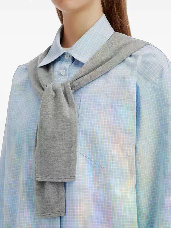 B+AB Check Pattern Button-up Shirt With Layered Sweater Detail