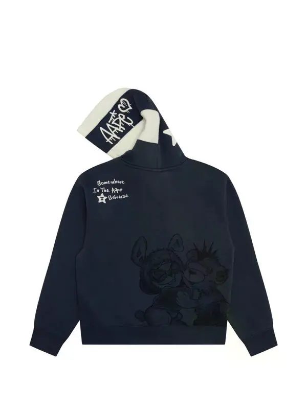 AAPE BY *A BATHING APE Logo-patch Star-print Hoodie - Blue