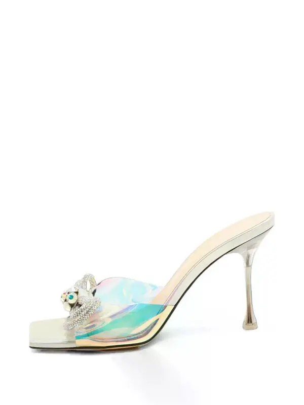 Mach & Mach Double Bow Iridescent Sandals - Neutrals