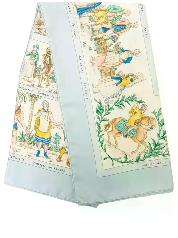 Hermès 20th Century Costumes Civils Actuels Silk Scarf 90 Scarves - White
