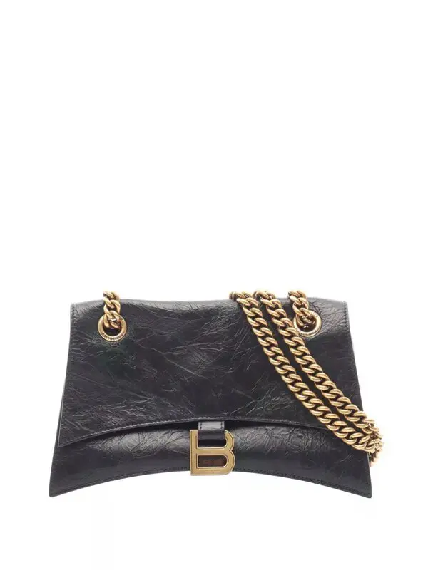 Balenciaga Small Calfskin Crush Chain Shoulder Bag - Black