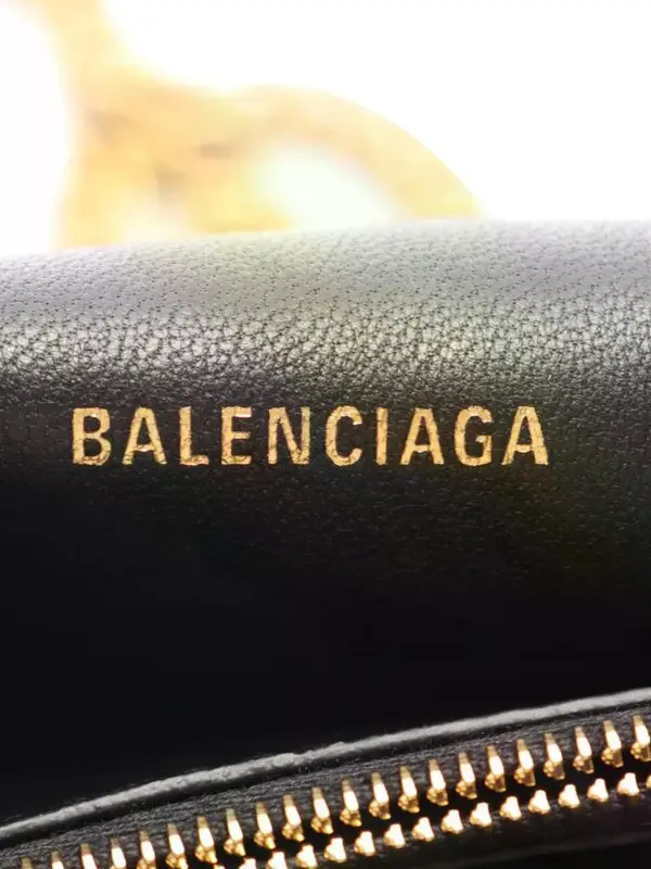 Balenciaga Small Calfskin Crush Chain Shoulder Bag - Black