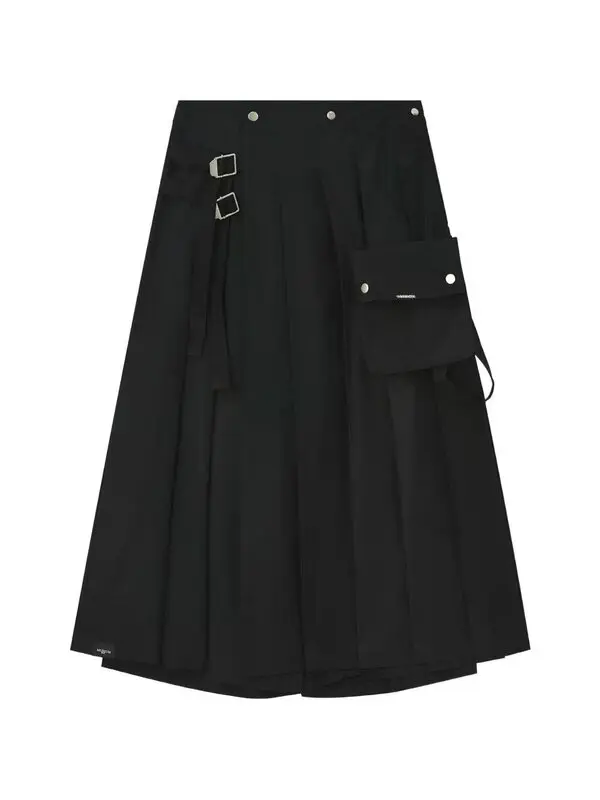 MUSIUM DIV. Pleated Palazzo Pants With Buckle Detail - Black