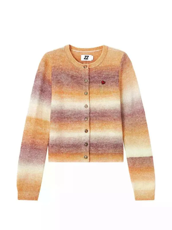 Izzue Ombre-effect Heart-patch Cardigan - Orange